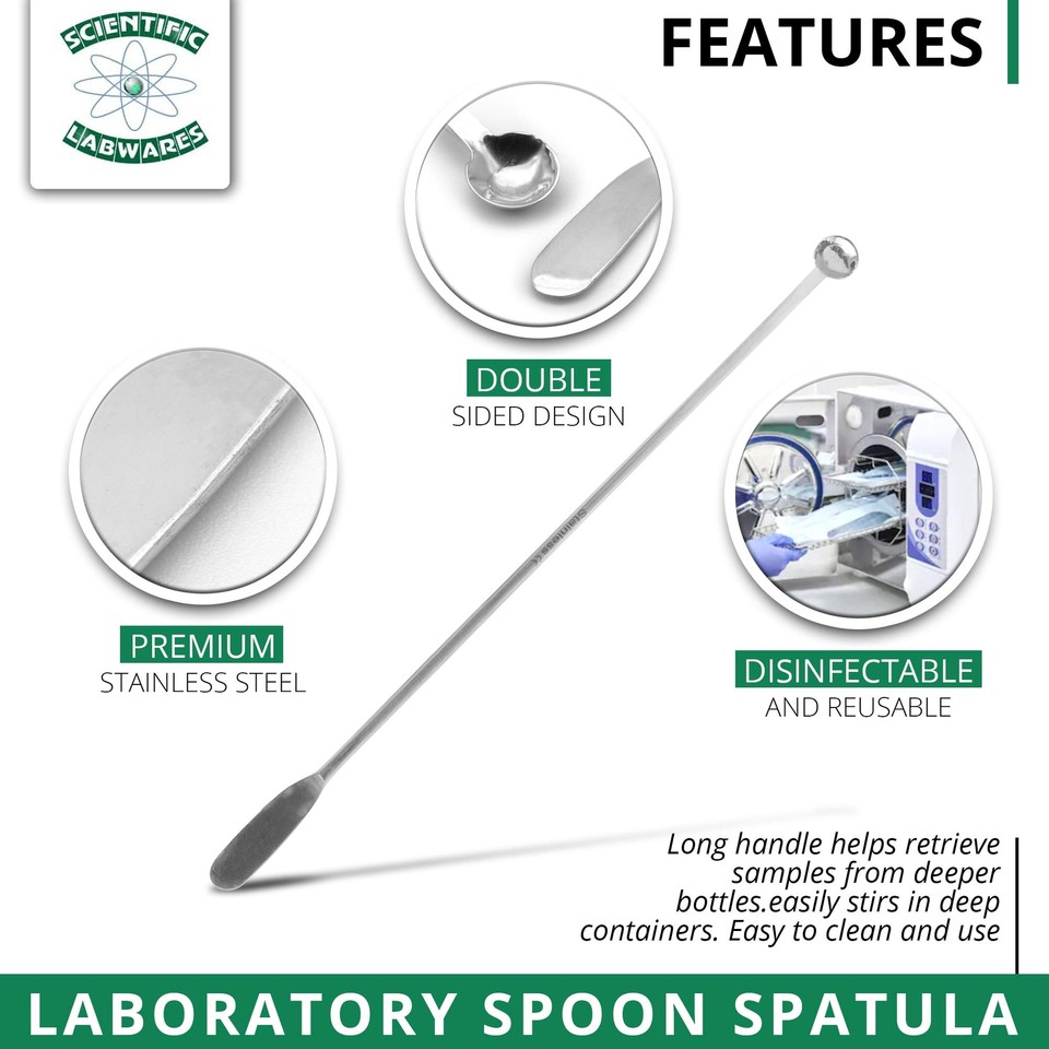 Scientific Labwares Stainless Steel Lab Spatula Micro Scoop Reagent ...