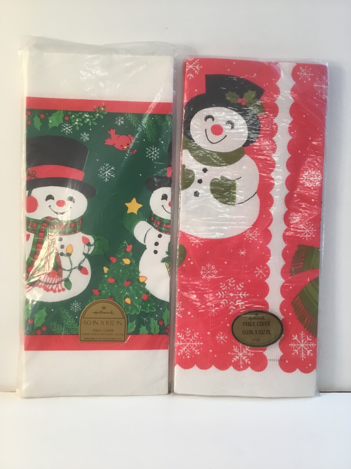 Lot of 2 Vintage Hallmark Christmas Paper Table Covers. Snowmen ...