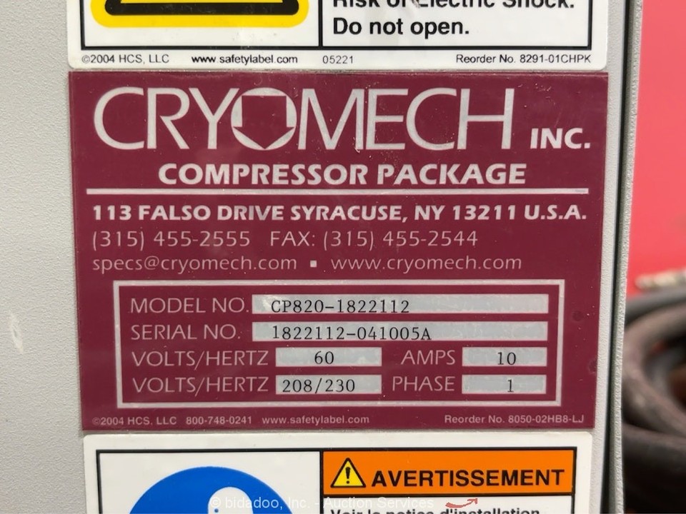 Cryomech CP820 Portable Refrigeration Cryo Pump Compressor System 230V ...