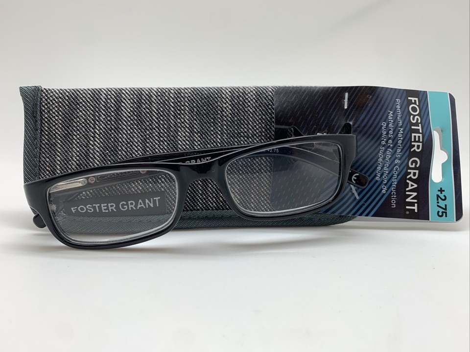 "3 PAIR" Foster Grant READING GLASSES Brandon BLK + 2.75 W/Case READERS ...