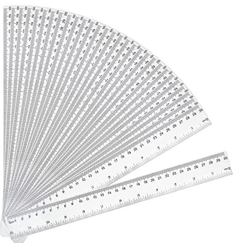30 Packs Clear Plastic Ruler 12 Inch Straight Ruler with Centimeter and ...