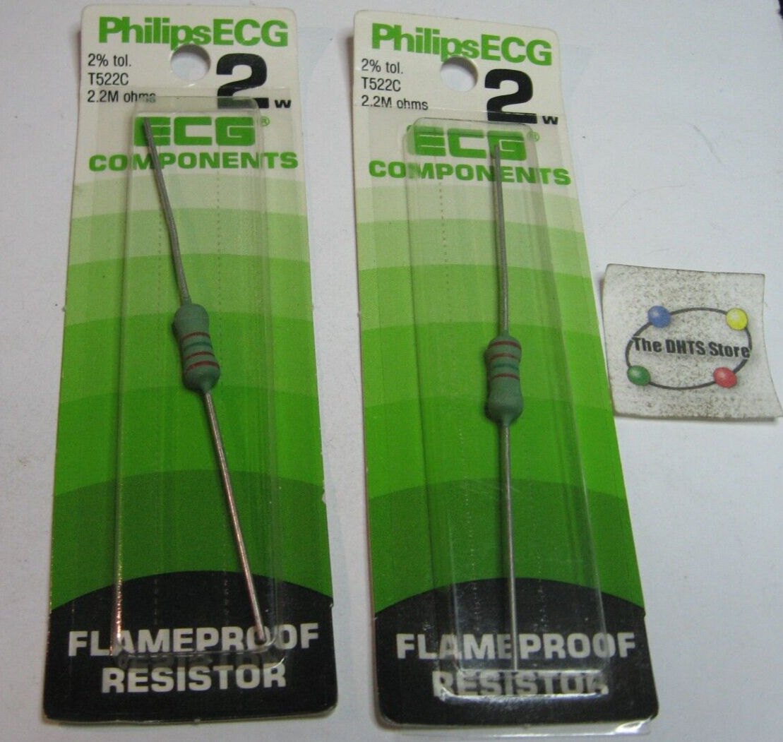 ECG T522C Metal Film 2200000 Ohm 2% 2W Flameproof Resistor 2M2 - NOS ...