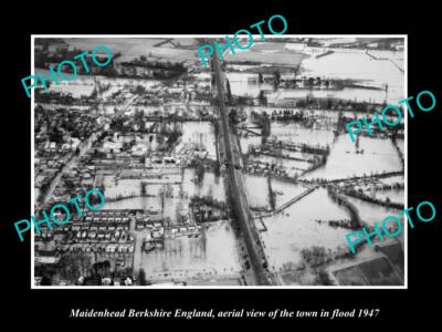 OLD LARGE HISTORIC PHOTO MAIDENHEAD ENGLAND AERIAL VIEW OF TOWN FLOOD ...