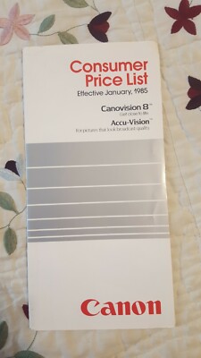 Canon Consumer Price List January 1985. Canovision 8 Accu Vision | eBay