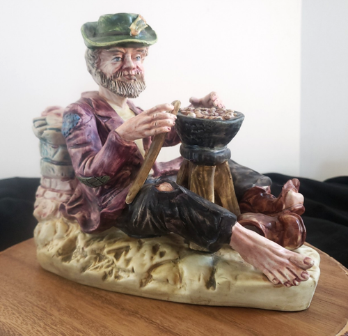 Large Vintage Capodimonte Tramp /Hobo with Chestnuts Figurine | eBay