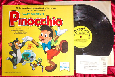 Walt Disney Pinocchio sound track LP Disneyland Record DL-3512 Shasta ...