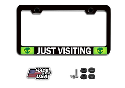 JUST VISITING Alien Steel License Plate Frame (CAN BE PERSONALIZED) | eBay