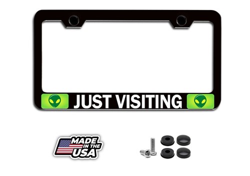 JUST VISITING Alien Steel License Plate Frame (CAN BE PERSONALIZED) | eBay