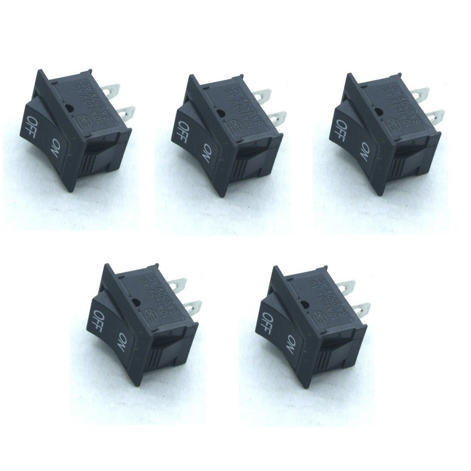 5x SPST On/Off Black Square Rocker Switch Mini Small 12V Automotive/Car ...