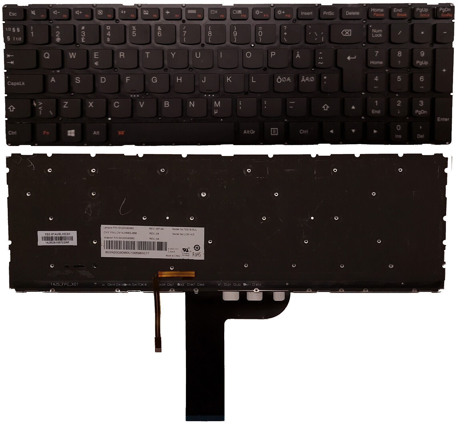 NOR Keyboard LENOVO Original Lenovo 700-15 700-17 700-15ISK 700S-15IKB ...