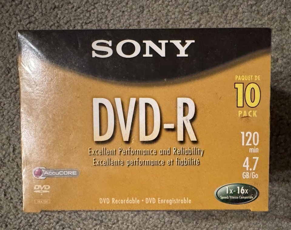 Sony ~ DVD-R ~ 10 Pack ~ 120 Min / 4.7GB ~ New in Sealed Packaging | eBay