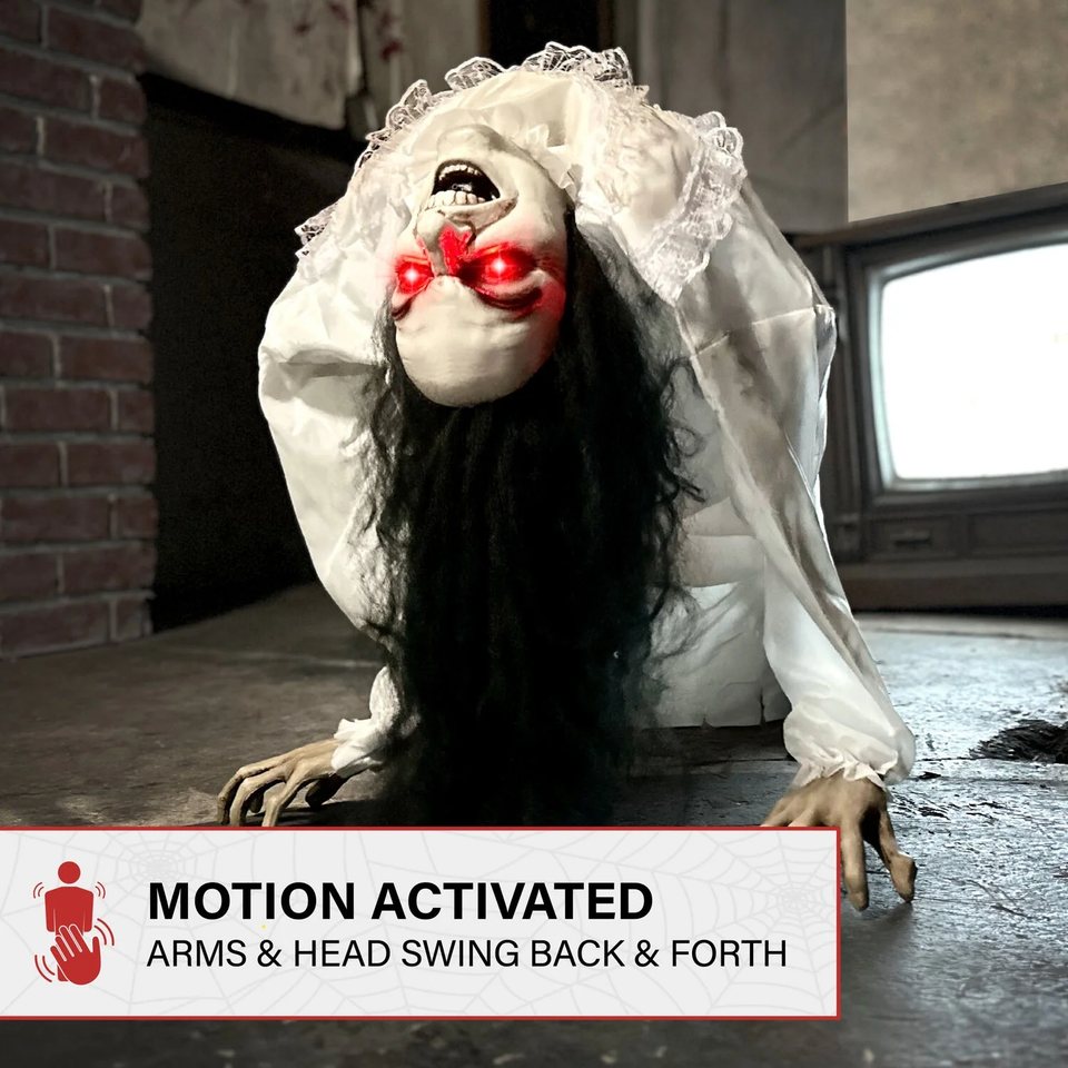 Lifesize Animatronic Haunted Woman with Lights and Sound for Halloween ...