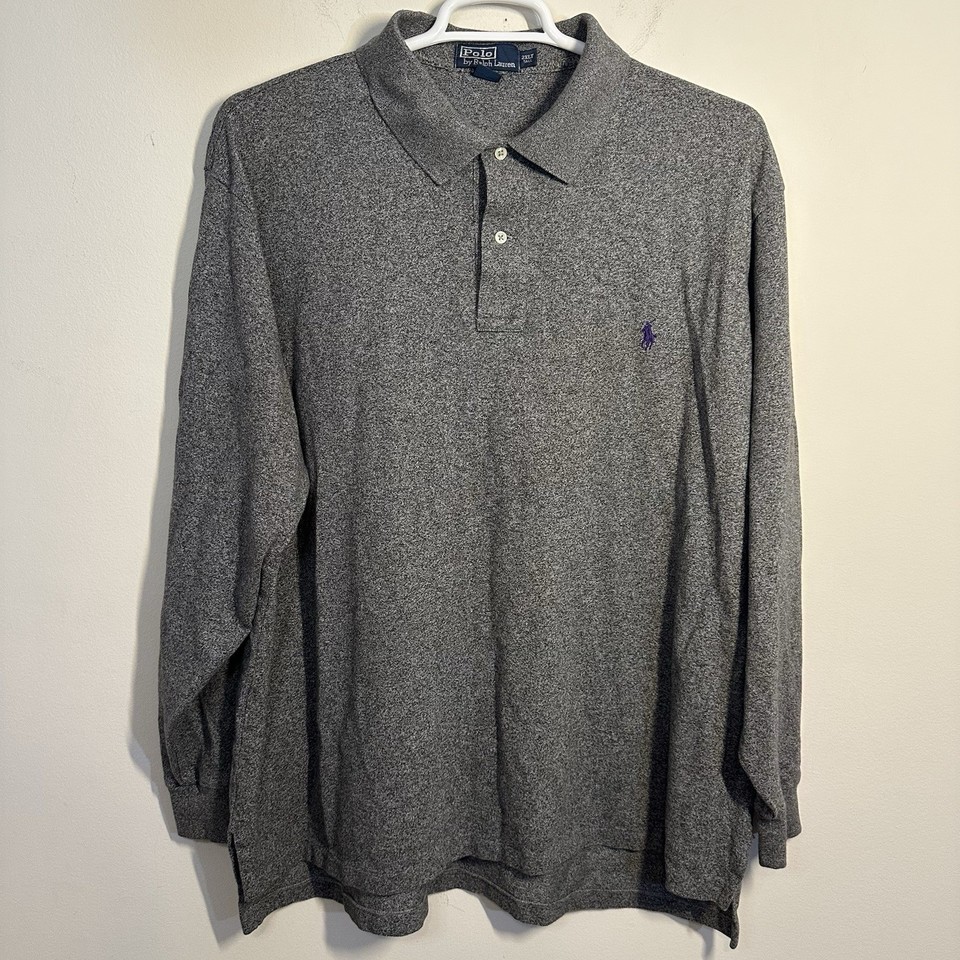 Polo Ralph Lauren Long Sleeve Polo Shirt Mens 2XLT 2XL Tall Red Gray ...