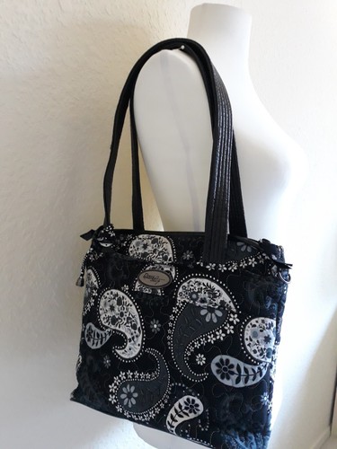 Donna Sharp Black & White Paisley Quilted & Patent Medium Shoulder ...