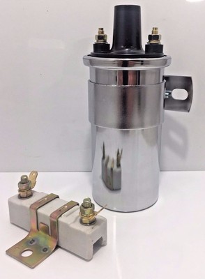 Universal Chrome 12V Ignition Coil with External 1.6 Ohm Resistor ...