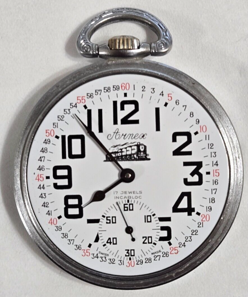 Vintage Arnex 17-Jewel Railroad Pocket Watch – Swiss Made, Incabloc ...