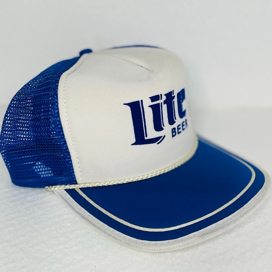 Miller Lite Trucker Hat Vintage Mesh Snap Back Rope Taps Cap Baseball ...
