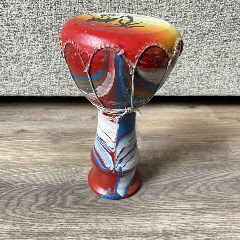 Hand Painted Ceramic BONGO DRUM From Tunisia Camel Design Height 27cm ...