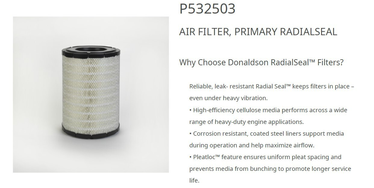 DONALDSON P532503 - Air filter cross reference