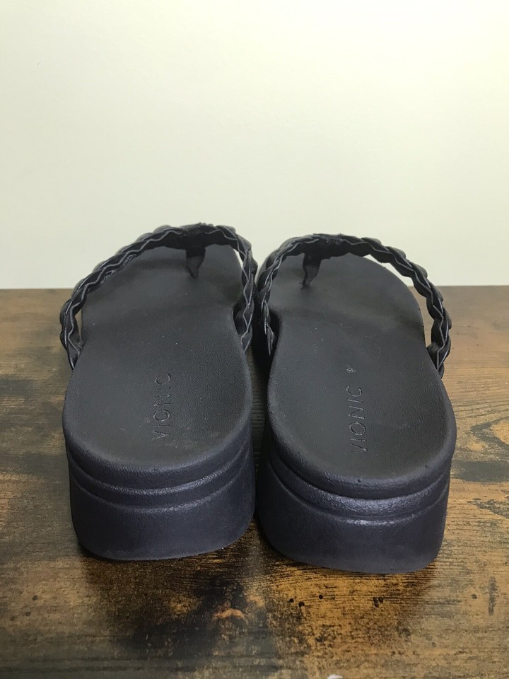 Vionic Kenji Black Platform Wedge Braided Flip Flop Sandals Womens 8 | eBay