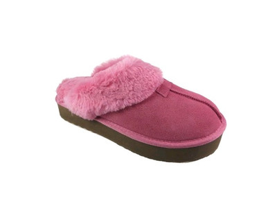 JOYSPUN Women's Suede Platform Pink Memory Foam Clog Slippers, Size 8 ...