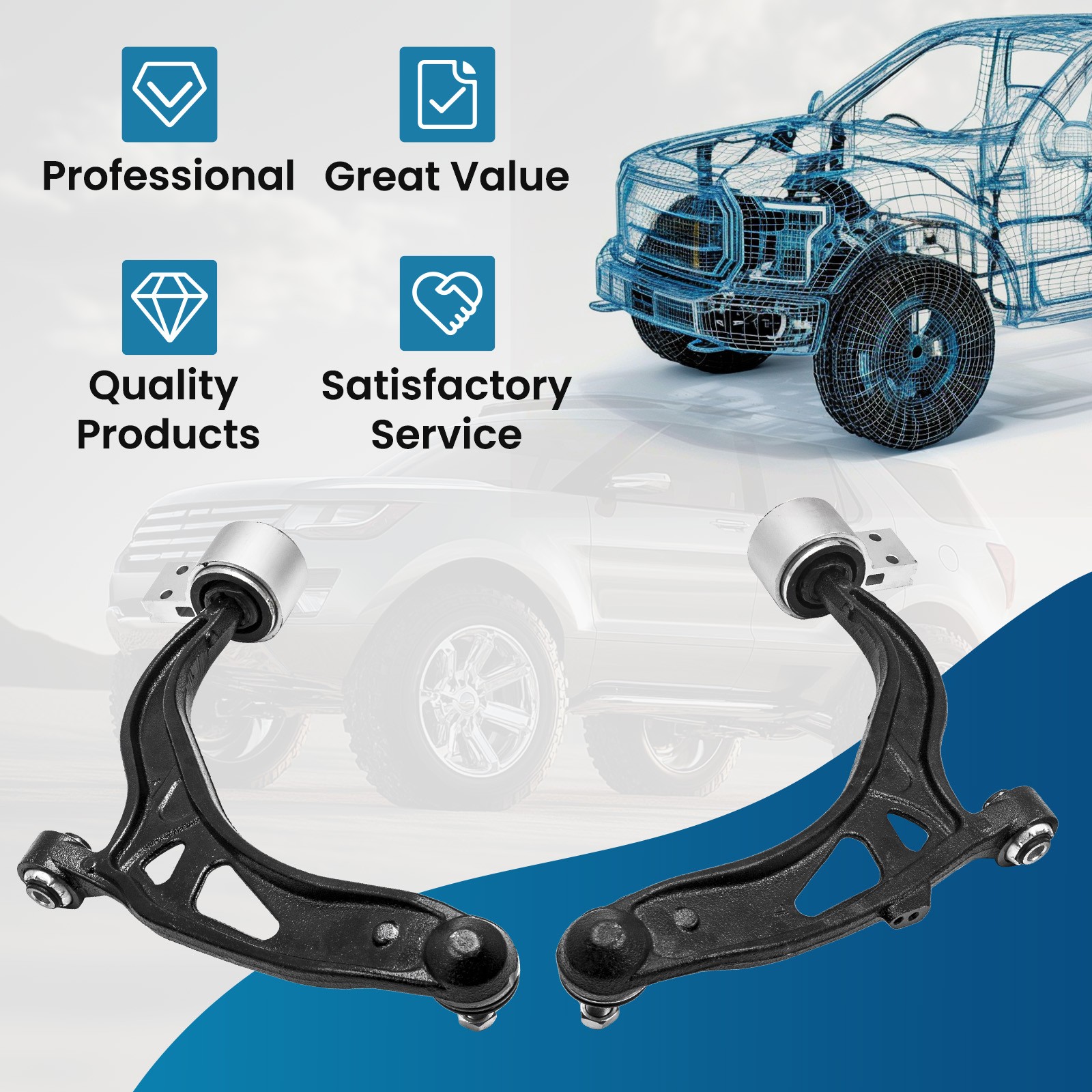2 Pcs Front Lower Control Arms Assembly For Ford Explorer 2011-2019 2X2 ...