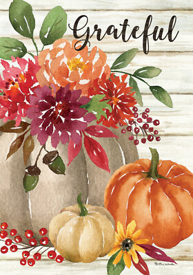 Fall Halloween Thanksgiving Grateful Pumpkin Mums House Flag 40x28 | eBay