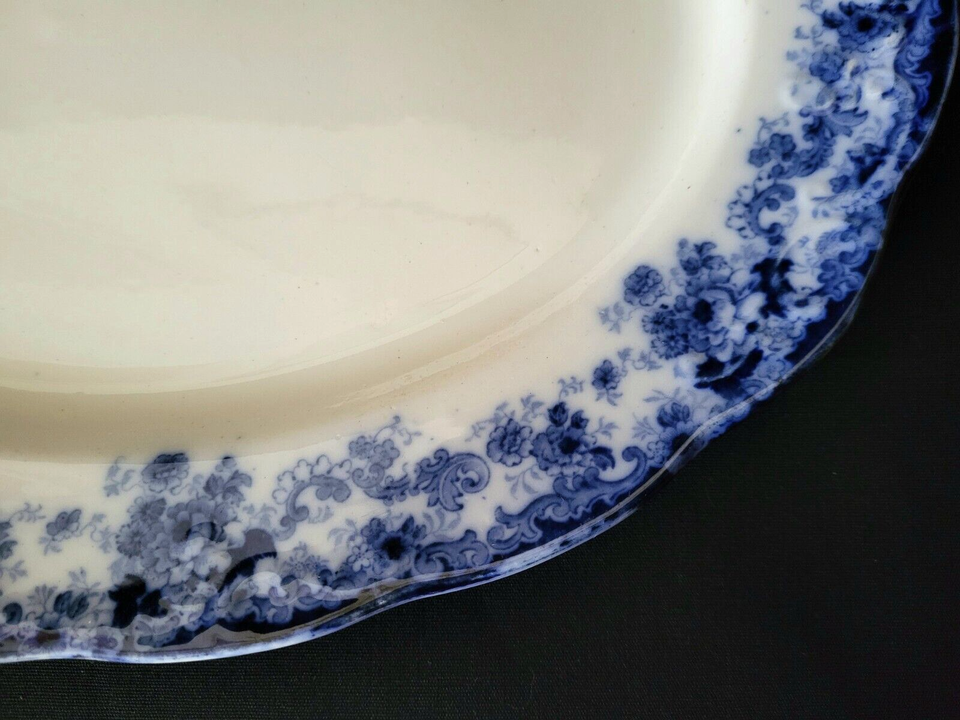 Antique Bishop & Stonier Flow Blue Floral Oval Platter Ilam Bisto ...