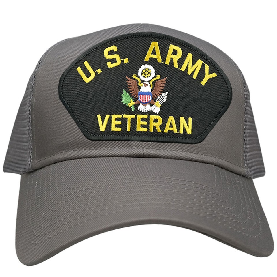 US ARMY Veteran Large Embroidered Iron on Patch Adjustable Mesh Trucker ...