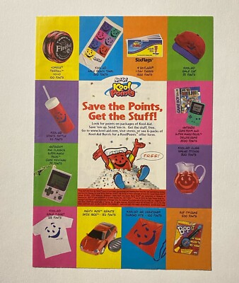 Kool Aid Kool Points 2000 Prize Print Ad NES Game Boy Color Mario Bros ...