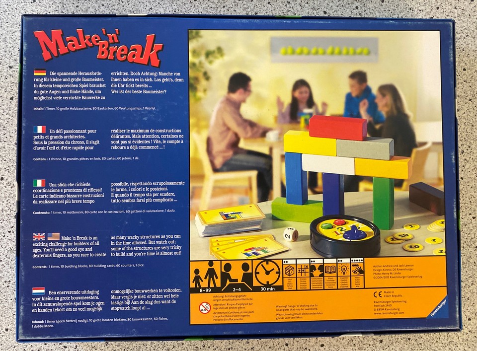 Ravensburger Make 'n' Break Board Game Fun Block Building 2004 Complete ...