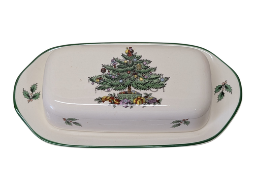 Spode Christmas Tree Stick Butter Dish and Cover with Original Box | eBay