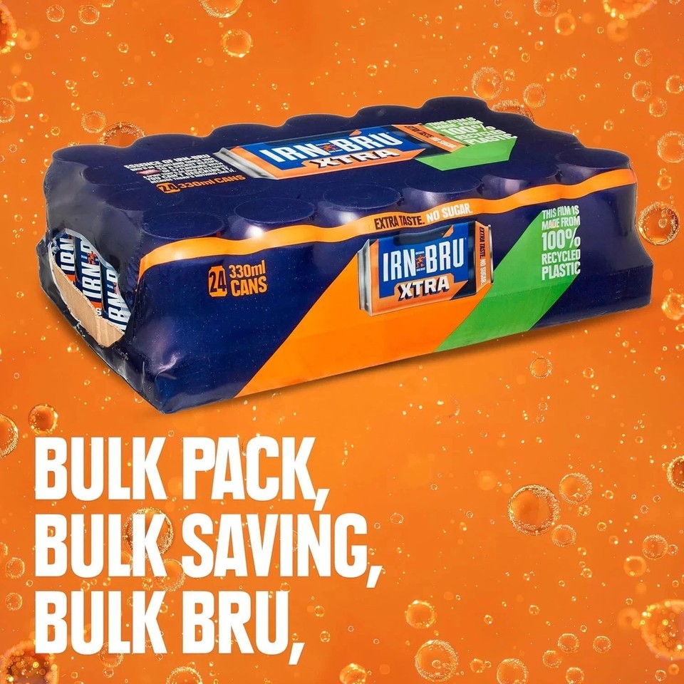 IRN BRU XTRA 24 Pack Zero No Sugar & Low Calorie Fizzy Drinks Multipack ...