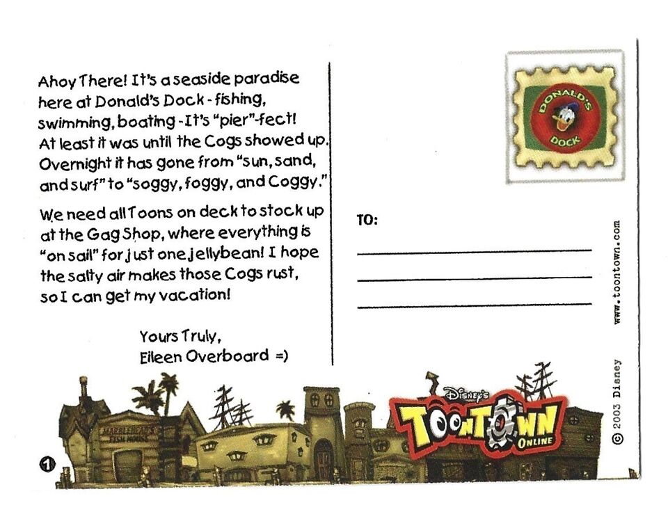 Disney's ToonTown Online Trading Card Series 1 / Hope to Sea You Soon ...