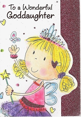 Goddaughter Birthday Card Princess Special Occasion Card Fairy Pink ...