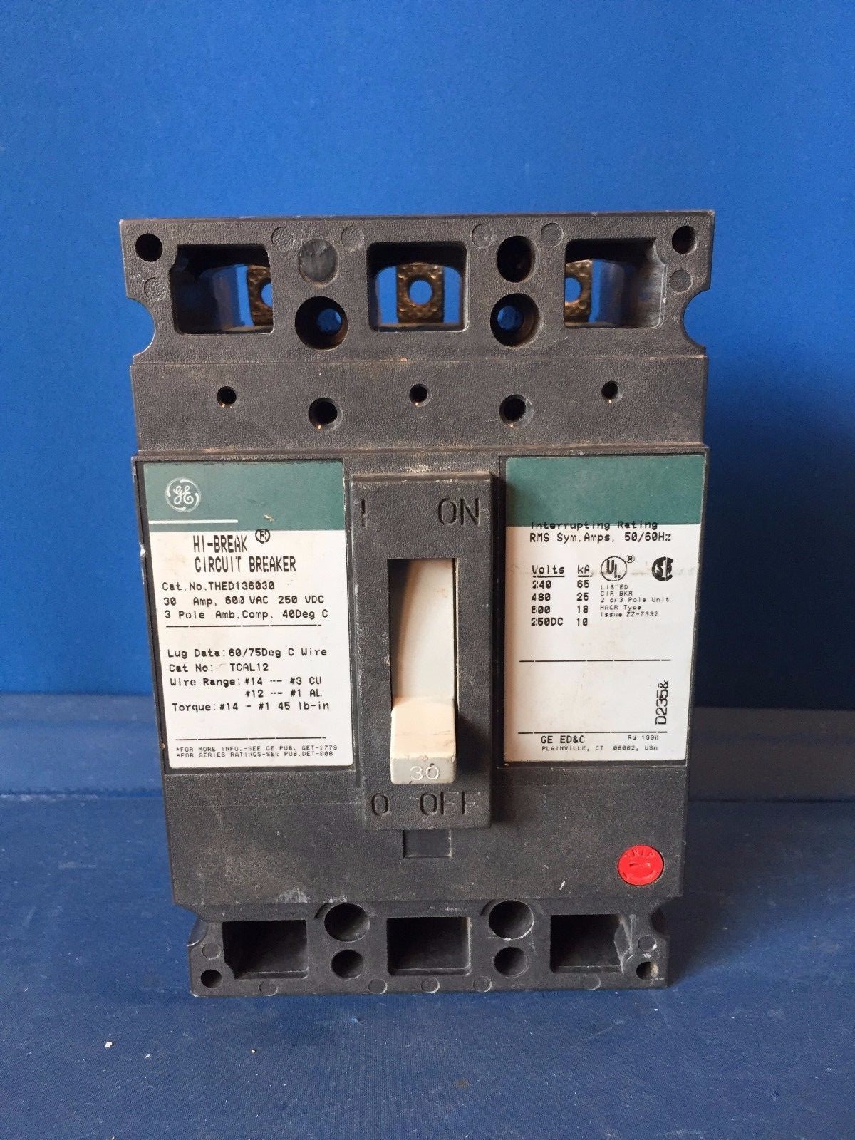 GE THED136030 30A 600V 3P CIRCUIT BREAKER | eBay