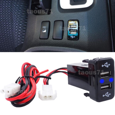 Fit Toyota Tacoma Land Cruiser Dual USB Power Charger Switch+Connector ...