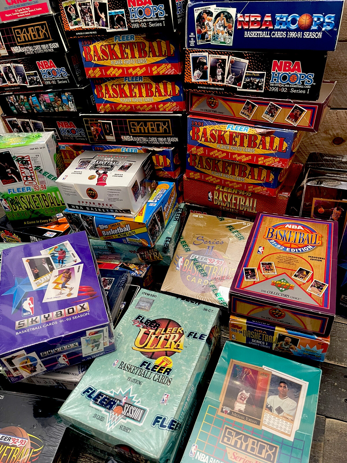 LOT OF OLD Vintage NEW UNOPENED BASKETBALL CARDS PACKS Michael Jordan ...