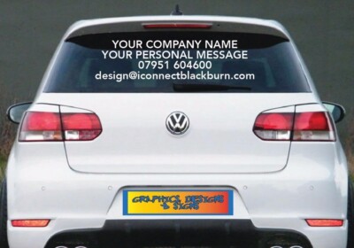 CUSTOM PERSONALISED STICKER Car Van Rear Windscreen Door Sign Writing ...