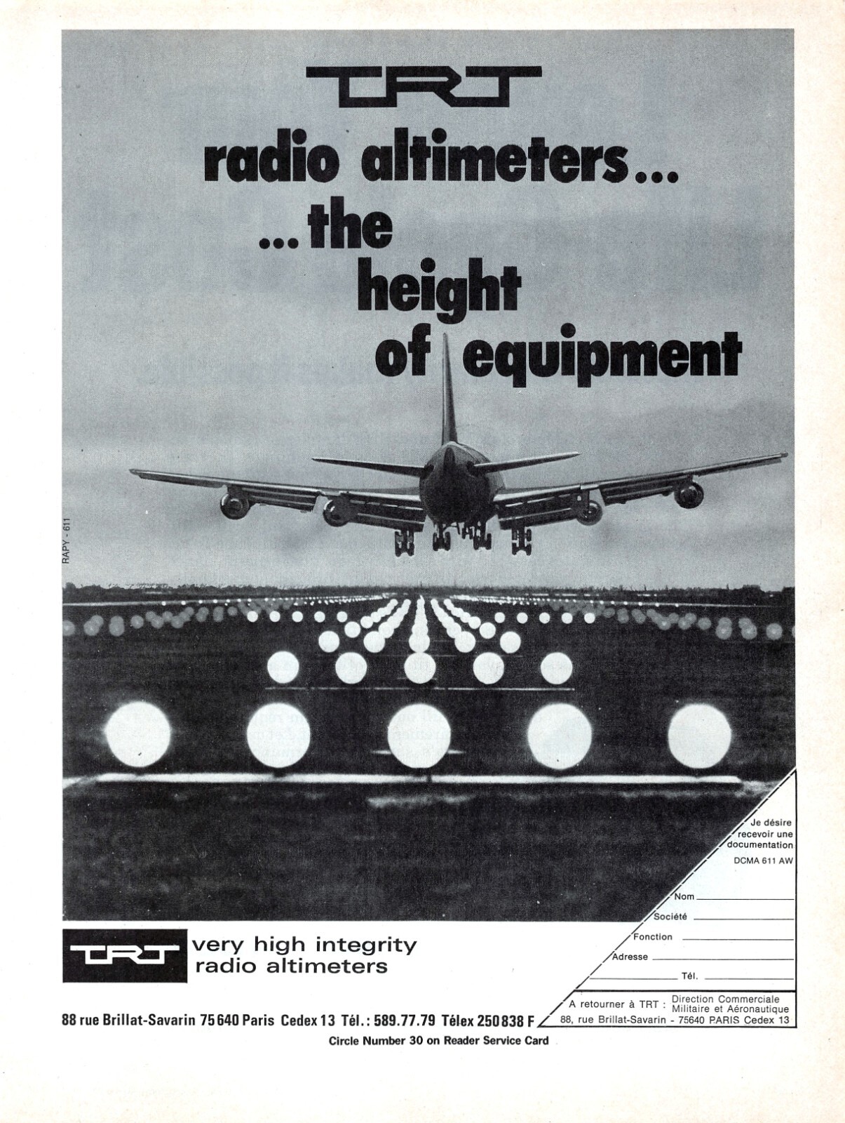 TRT Very High Integrity Radio Altimeters Aircraft & Spacecraft Vtg Mag ...