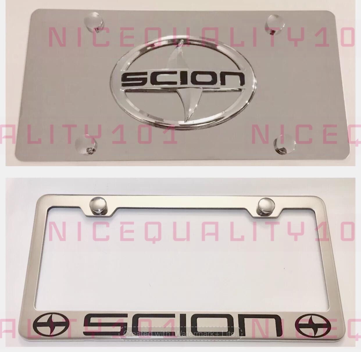 Scion Stainless Steel License Plate Frame W/ Front Plate Combo W/ Bolt ...