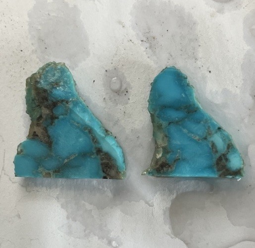 2 Stabilized Arizona Turquoise Rough Slabs 4.6grams 22x20x4.5mm 20x18x4 ...