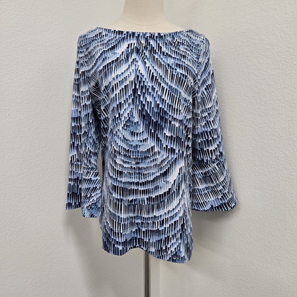 Chico's Cool-Toned Wave-Print Top Size 1 (New) | eBay