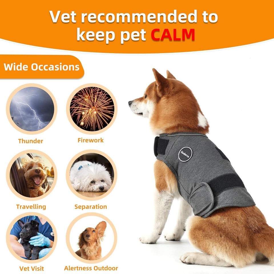 Dog Anxiety Jacket, Dog Calming Shirt - Dog Coat for Thunder, Fireworks ...