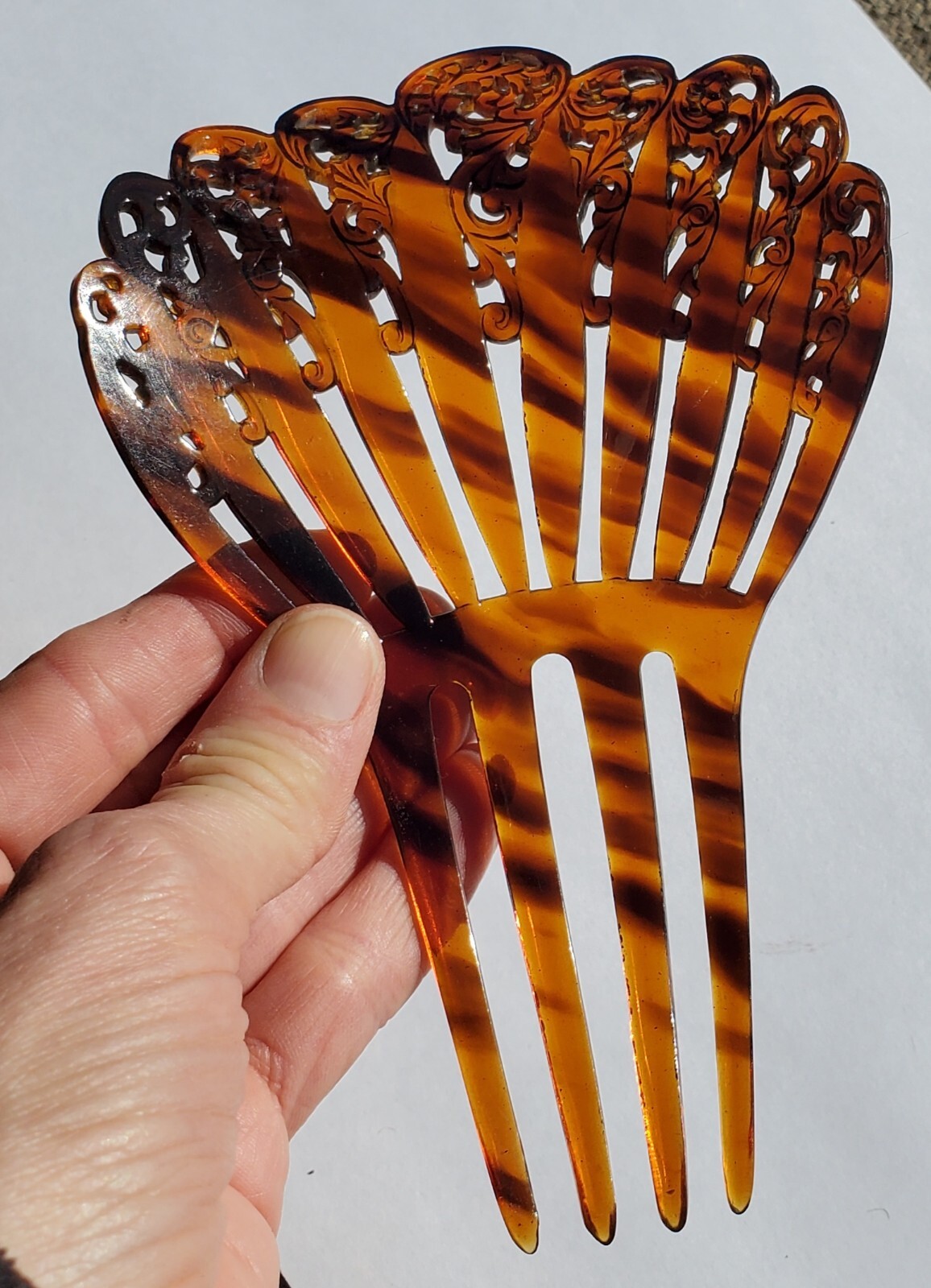 Antique Victorian Celluloid Tortoise Shell Intricate … - Gem