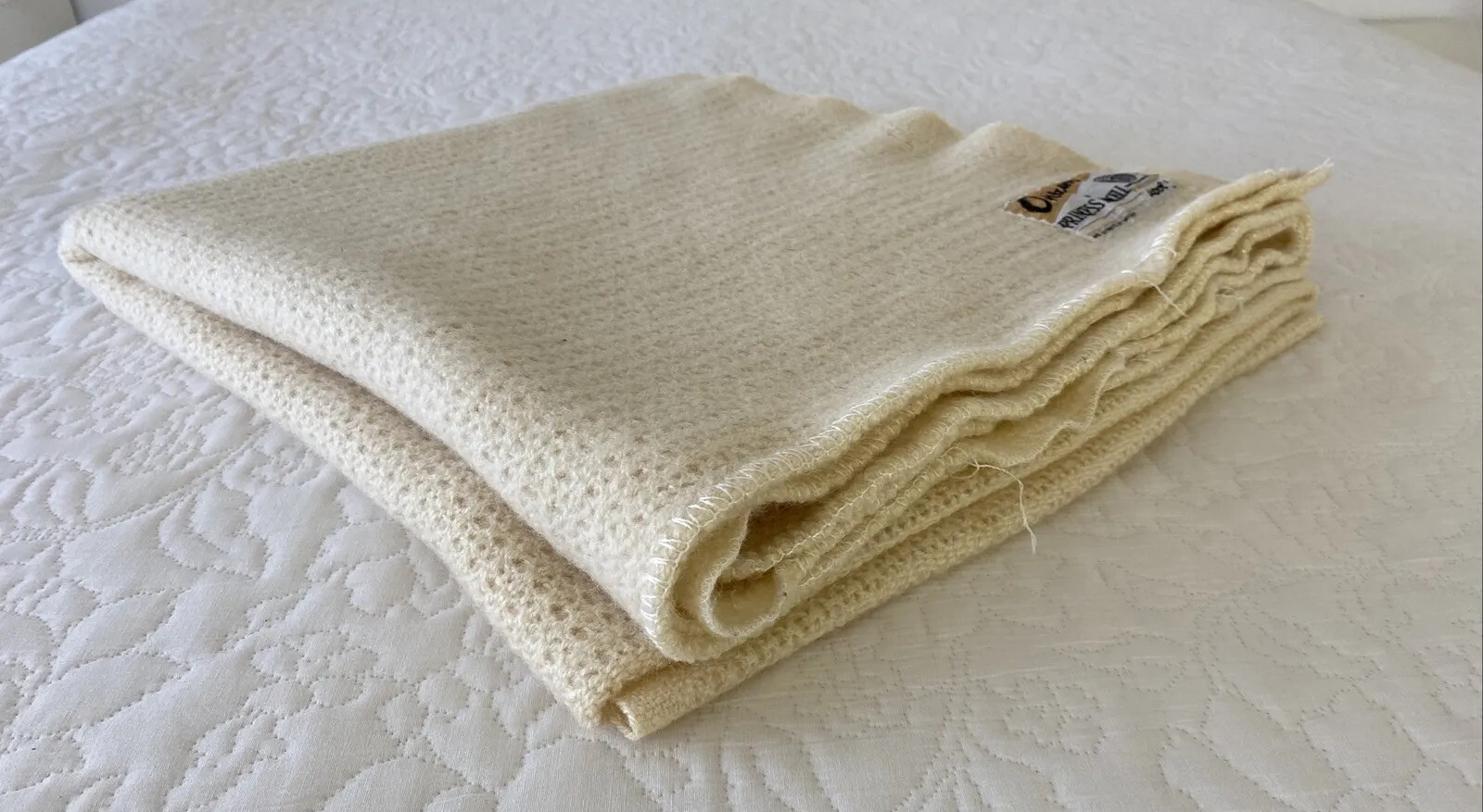 Onehunga NZ Cream Wool Cellular Single Blanket 190 cm x 130 cm Shrunk ...