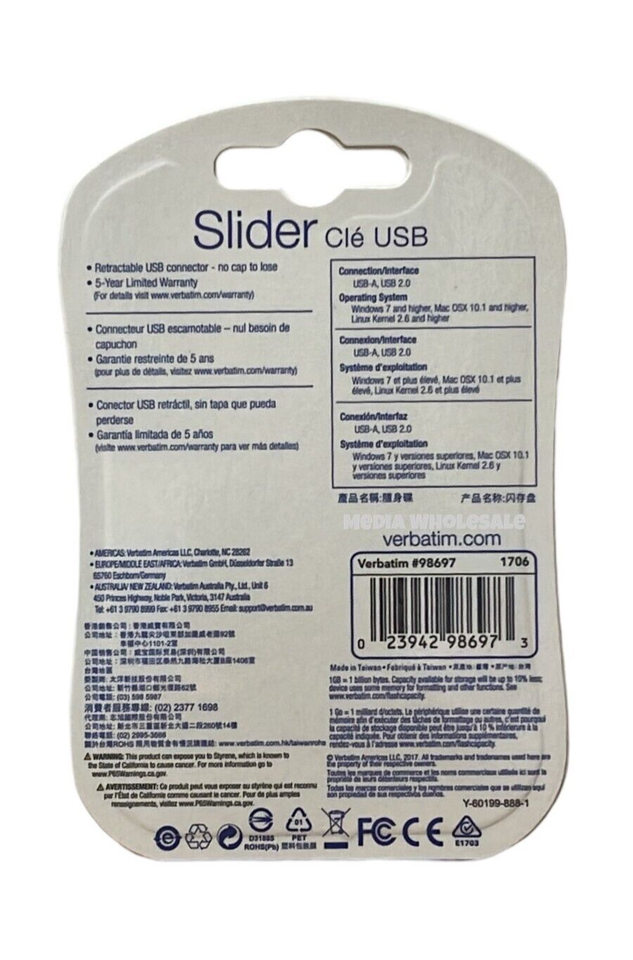 Verbatim 10PK USB 32GB Slider Flash Drive 2.0 Black Memory Stick ...