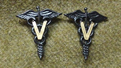 WWI US Army Officer Medical Veterinary Corps Insignia Pins, One Pair | eBay