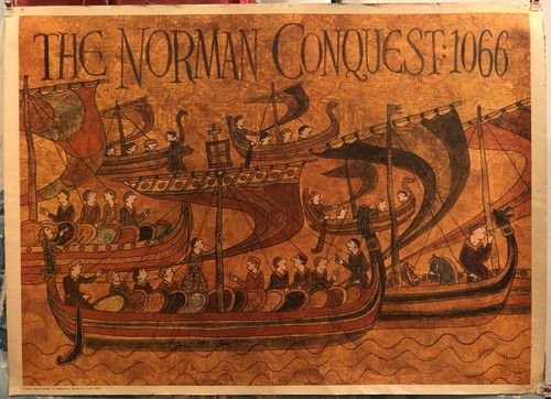 Vtg 1970’s The NORMANDY CONQUEST 1066 SHIPS Poster 29x21” Portal ...