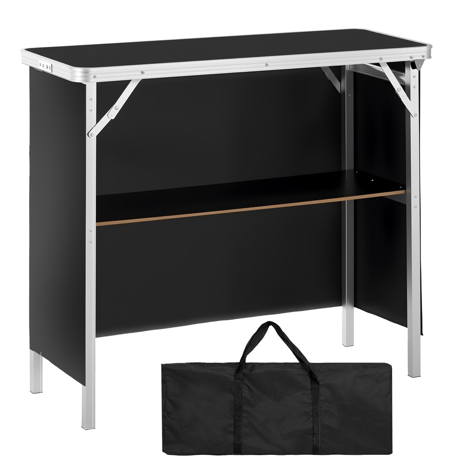 Compact Mobile Bartending Station: 38.5x34.5" Folding Table w/Storage ...